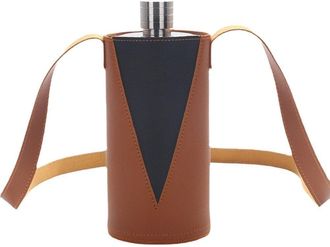 Generic Zylindrischer Flachmann, 1000, Edelstahl-kesseltopf, Gro&szlig;es Fassungsverm&ouml;gen, Flachmann F&uuml;r Whisky, Weinflasche Lederetui