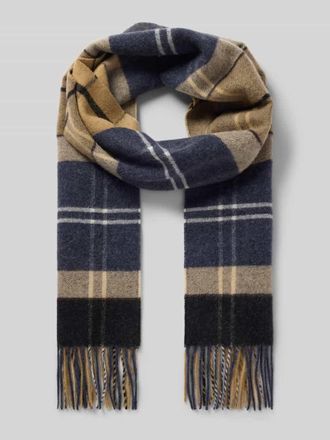 Barbour Schal aus Lammwolle mit Fransenabschluss