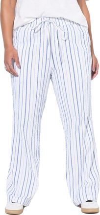 STUDIO UNTOLD Damen gro&szlig;e Gr&ouml;&szlig;en &Uuml;bergr&ouml;&szlig;en Plus Size Hose, Wide Legs, Krepp, Streifen Offwhite 46 842545200-46