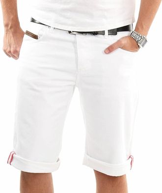 Alessandro Salvarini A. Salvarini Herren Designer Jeans Short Kurze Hose Comfort Fit Sommer Bermuda AS-234 [AS-234-Weiss-W40]