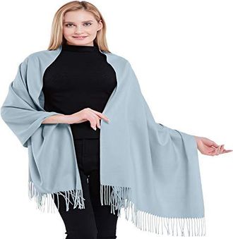 CJ Apparel B&eacute;b&eacute; Bleu Couleur Unique Style Tiss&eacute; en Serg&eacute; 100% Cachemire Ch&acirc;le Echarpe Manteau Etole Plaid Pashmina Nouvelle