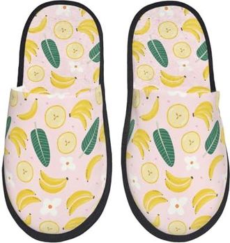 Generic Peluche Pantoufles Imprim&eacute; banane avec feuilles Respirant Chaussons Homme Confortable Antid&eacute;rapant Maison Pantoufles Hiver Maison M