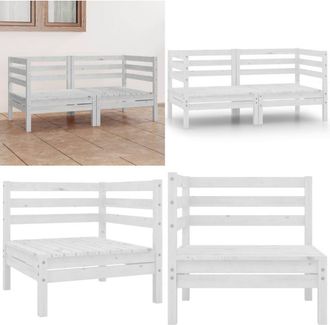 vidaXL 2-Sitzer-Gartensofa Wei&szlig; Kiefer Massivholz - Gartenm&ouml;bel - Holzsofa - Eckbank - Lounge Set - Outdoor M&ouml;bel - Home & Living