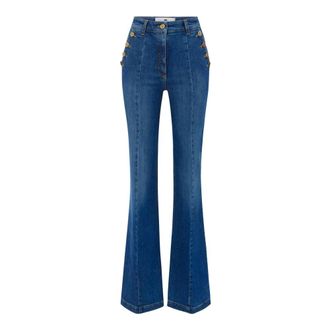 Elisabetta Franchi Palazzo Jeans mit Knopfleiste - - Jeans - Damen - Blau - W29