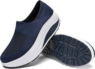 Generic Baskets Femme Chaussures de Course À Plateforme sans Lacets Sneakers Maillé Respirantes Légères Confortables Antidérapant Fitness Chaussures de Sport 