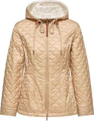 Moncler Moncler Doudoune Mi-longue &Agrave; Capuche Arum, Femme, Beige, Taille: 00