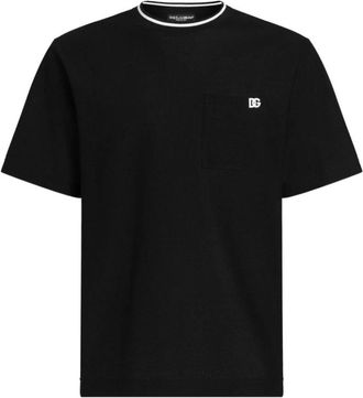 Dolce & Gabbana Homme, Tops, Noir, Taille: S T-shirt &agrave; col rond avec logo DG