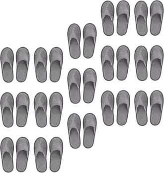 BESTONZON Pantoufles Pliantes Portables 15 Paires Semelle Antidérapante 5 MM Tissu Gris en Lin Pantoufles DIntérieur Jetables Légères pour Voyage Hôtel et Usage