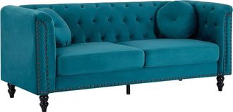 Vente-Unique 3-Sitzer-Sofa aus Velours, Entenblau