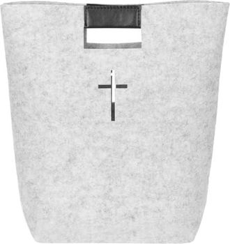 BESTONZON Paquet Fourre-Tout Biblique en Feutre Gris Blanc Mallette &agrave; Bible A4 Paquet &agrave; Main R&eacute;utilisable pour Courses et Usage Quotidien Accessoire Chr&eacute;tien Pr