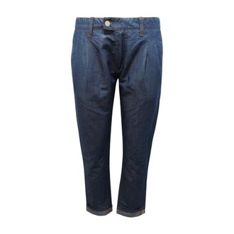 Paolo Pecora Baumwoll Leinen Hose mit Falten - - Jeans - Herren - Blau - W31