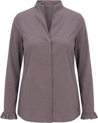 Ulla Popken Satinbluse Bluse Kelchkragen Langarm R&uuml;schen-Manschetten