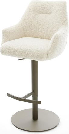 DELIFE Barstuhl Alja-Flex Teddystoff Beige Drehfu&szlig; h&ouml;henverstellbar Metall Titanfarben Taschenfederkern, Barst&uuml;hle