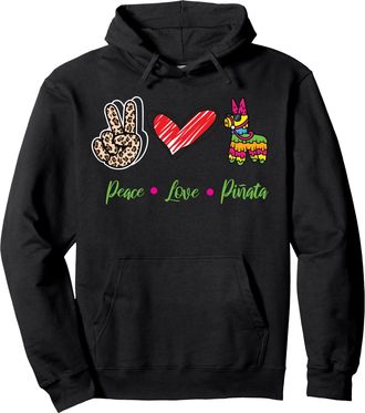 Generic Peace Love Piñata, Mexican Gifts Spanish Souvenir Mexico Pullover Hoodie