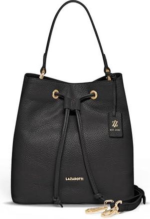 Lazarotti Bologna Leather Bucket Bag Black