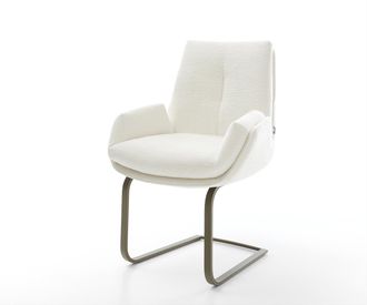 DELIFE Freischwinger Clea-Flex Boucl&eacute; Soft Beige Freischwinger flach Effektfinish Titan, Esszimmerst&uuml;hle