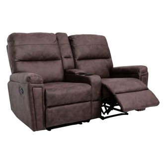 Mendler 2er Kinosessel HWC-K17, Relaxsessel Fernsehsessel Sofa, Nosagfederung Getr&auml;nkehalter Fach - Stoff/Textil braun