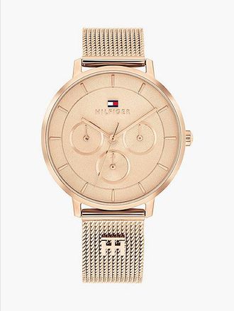 Tommy Hilfiger Montre maille milanaise plaqu&eacute; or rose
