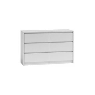 Hucoco Hucoco - iris 120 - Commode moderne 6 tiroirs chambre/bureau/salon - 120x75x40cm - Meuble de rangement style scandinave Blanc