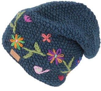 Guru Shop Guru-Boutique, Wollbeanie Avec Broderie Florale, Essence, Laine, Size:Taille Unique, Chapeau