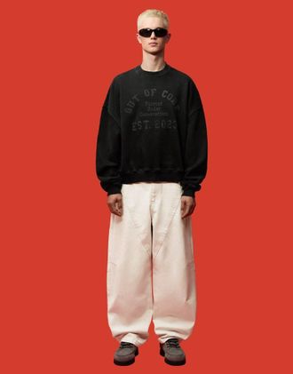 Bershka Baggy-Jeans in Ecru-Wei&szlig;
