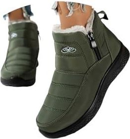 Generic Bottes de neige imperm&eacute;ables pour femme - Coupe large - Doublure en fausse fourrure - Fermeture &eacute;clair lat&eacute;rale - Chaussures dhiver confortables et an