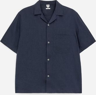 Arket Lockeres Hemd Mit Kubanischem Kragen -Blau