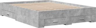 Generic Klassischer Doppelbettrahmen mit Schublade und Stauraum - Beton, Holzwerkstoffe und Sperrholzlatten f&uuml;r Jugendliche und Erwachsene (135 x 190 cm)