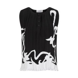 Lanvin &Auml;rmelloses Plissee-Top - - Tops - Damen - Schwarzk - M