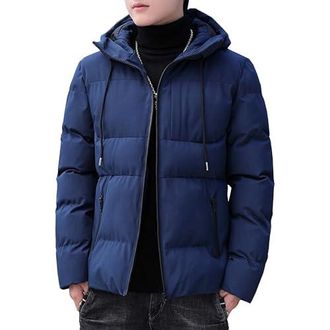 Generic Manteau dhiver &eacute;pais en coton avec capuche amovible rembourr&eacute;e imperm&eacute;able chaude pour homme, bleu, 3XL