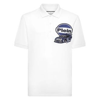 Philipp Plein Homme, Tops, Blanc, Taille: XL Polo Piqu&eacute; SS Racing