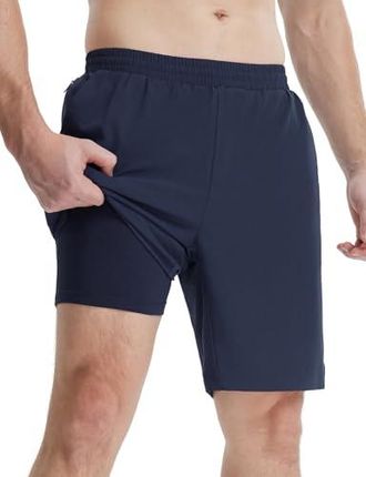 Baleaf Short de sport l&eacute;ger &agrave; s&eacute;chage rapide avec poche zipp&eacute;e, bleu, XL