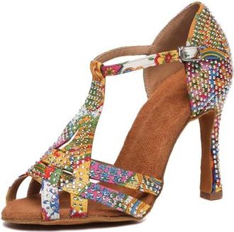 Miyoopark Chaussures de danse latine pour femme avec bride en strass - Sandales formelles de mariage, L547 Floral Talon 10 cm, 40.5 EU