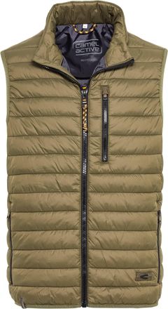 Camel Active Herren Steppweste - Schwarz, Dunkelblau, Braun - Wasserabweisend, Ärmellos, Leicht - Moderne Outdoor Weste - aus recyceltem Polyester Oliv-Braun mensw