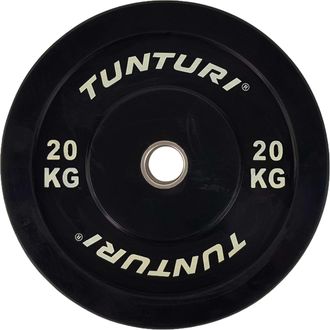 Tunturi New Fitness Gewichtsscheiben aus Gummi, Schwarze Langhantelscheiben 50 mm, 20 kg