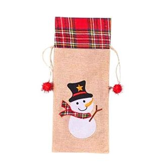 Shatchi Sackleinen Home Schlafzimmer B&uuml;ro Dekorationen Sackleinen Baumwolle Leinen Gedruckt Kissen Str&uuml;mpfe Weinflasche Abdeckung Rentier Schneemann Rotkehlch