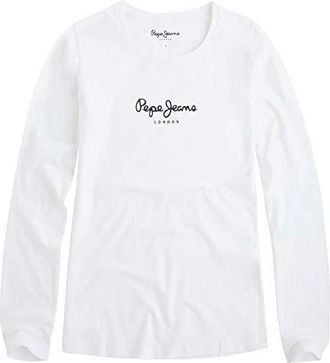 Pepe Jeans London New Virginia T-shirt pour Femme Slim Fit Manches Longues Blanche