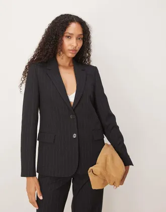 Mango Blazer classique densemble à fines rayures - Marine-Bleu marine