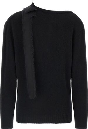 Alberta Ferretti Asymmetrical Bow-Tie Cashmere Sweater - Black