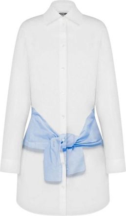 Moschino Femme, Robes, Blanc, Taille: 44 FR Robe Chemise en Popeline de Coton Imprim&eacute;e
