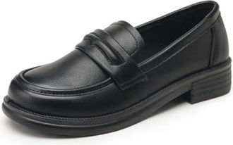 Generic Mocassins Penny à bout rond pour femme - Style décontracté et confortable - Semelle souple - Talon bas et épais - Chaussures polyvalentes pour le trav
