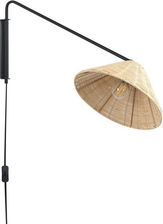 Beliani Beliani - Lampe Applique Murale avec Abat-Jour sur Axe en Rotin et M&eacute;tal Naturel Palena