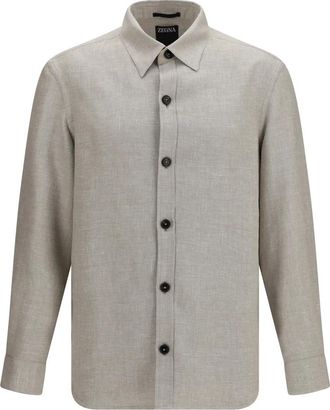 Ermenegildo Zegna Surchemise en cachemire- lin et soie - Homme - Vestes - Beige - Taille: XL