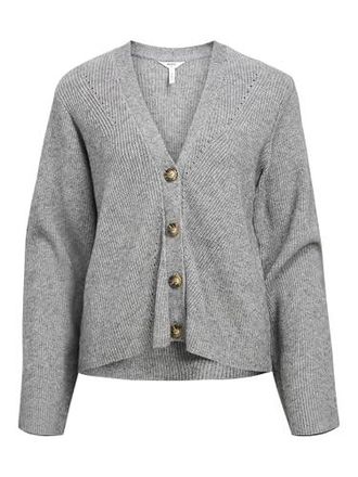 Object Objditte Re L/S Knit Cardigan Noos, Mélange de Gris Moyen, S Femme