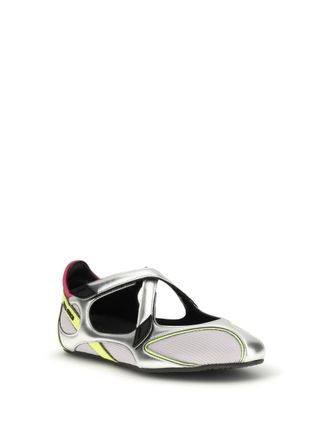 The Attico Womens Floor 01 Ballerinas Holographic Silver Flat Shoes