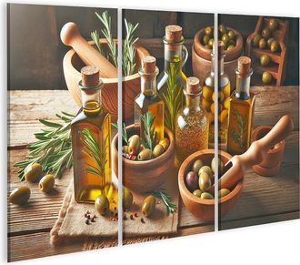 Islandburner Bild auf Leinwand Olivenoel Und Frische Kraeuter In Der Kueche Bilder Wandbilder Poster