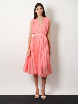 Max Mara Womens Long Belted Dress Pink Polyester