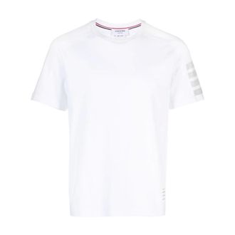 Thom Browne Homme, Tops, Blanc, Taille: XL Cotton 4-Bar Short Sleeve Tee