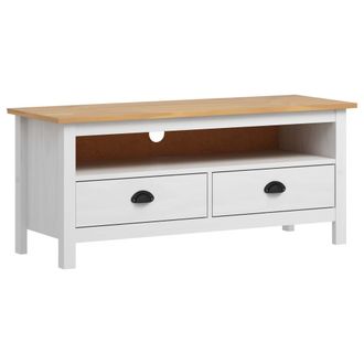 vidaXL Vidaxl - Mobile Porta Tv In Legno Di Pino Mobiletto Con Scomparto E Cassetti Vari Colori Colore : Bianco E Marrone Miele