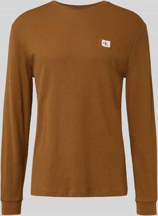 Calvin Klein Jeans Slim Fit Longsleeve mit Logo-Patch Modell Waffle